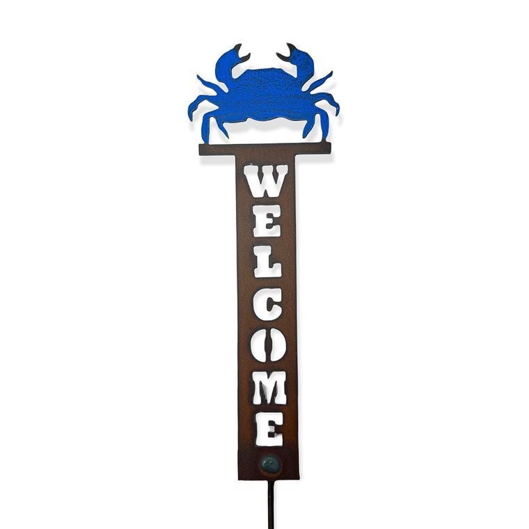 Crab Welcome Sign Plant Stake | Kent Point Marina & Seafood