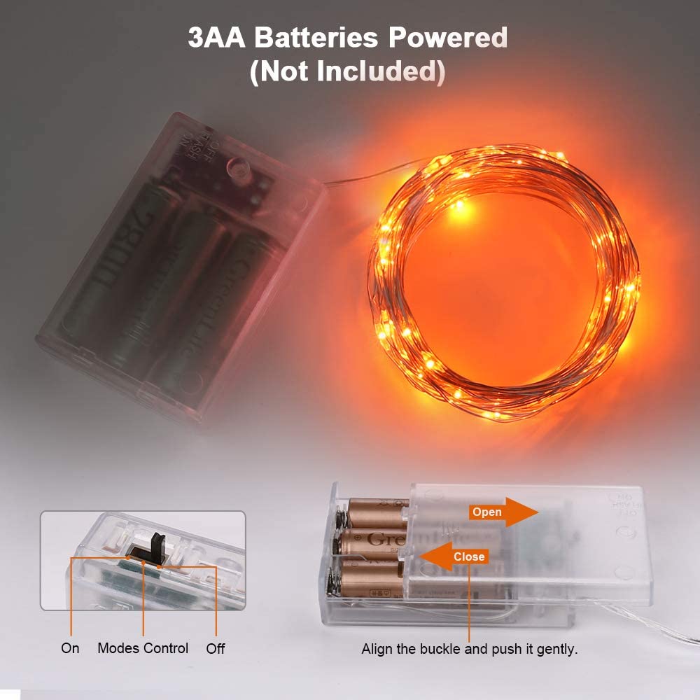 Orange LED Battery Light String | Kent Point Marina & Seafood